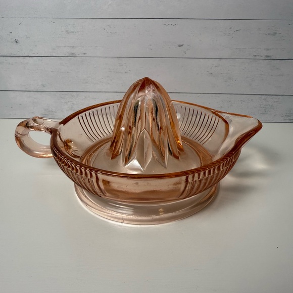 Vintage | Dining | Vintage Pink Depression Glass Juicer Reamer Please ...